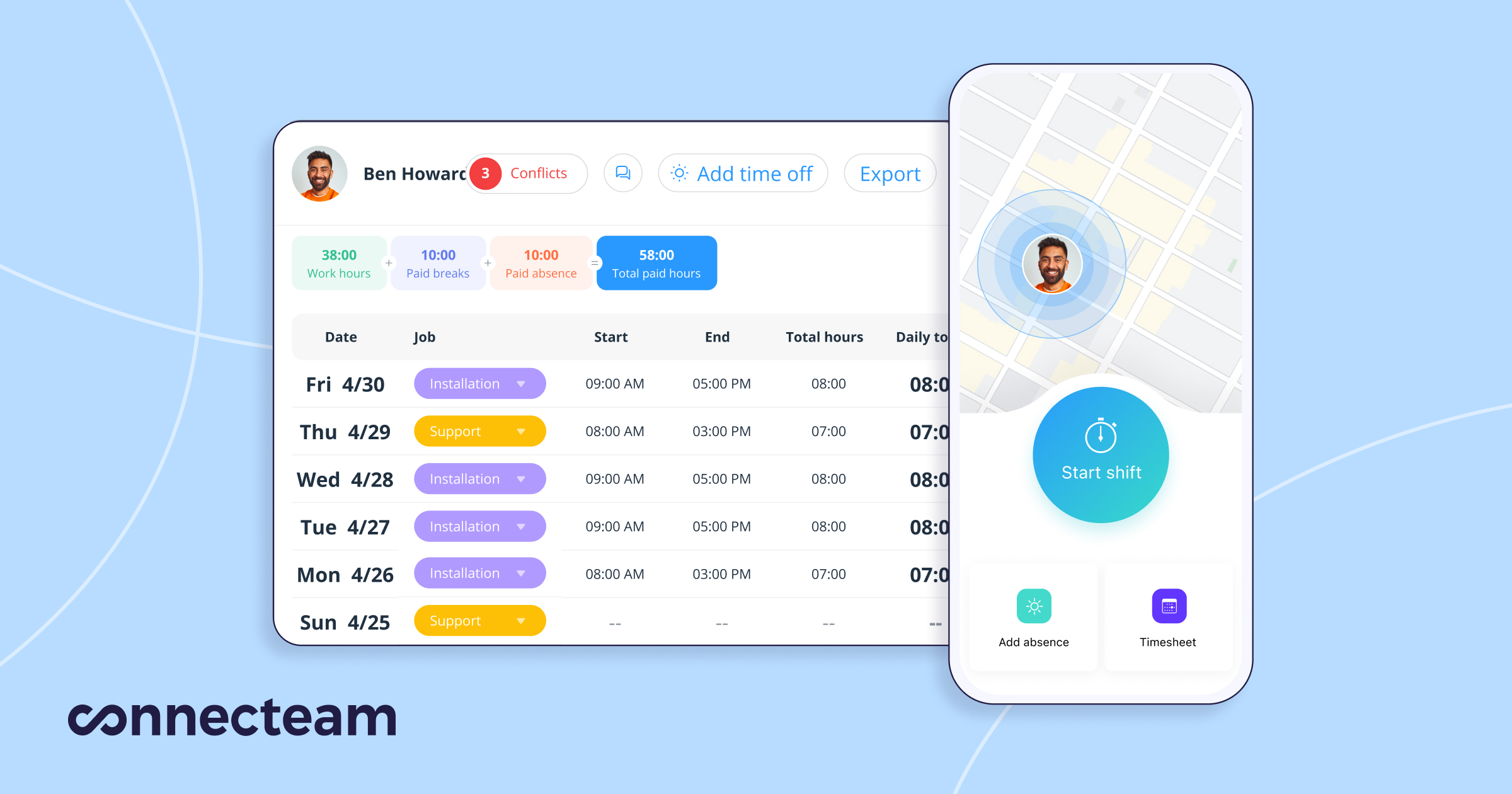 Employee Time Clock App - Try it 100% Free | Connecteam